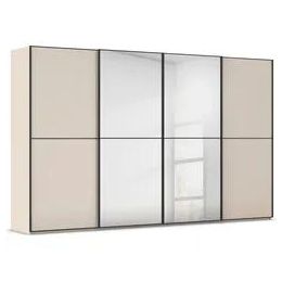 Schwebet&uuml;renschrank Rauch "Kleiderschrank Schrank Garderobe Schlafzimmerschrank SCALE-DUO", beige (champagner, glas champagner, griffleisten schwarz), B:360cm H:223cm T:68cm, Holzwerkstoff, Schr&auml;nke, Schwebet&uuml;renschrank, edle zweigeteilte T&uuml;ren Spiegel/Glas-Mix 3 Zierleisten MADE IN GERMANY