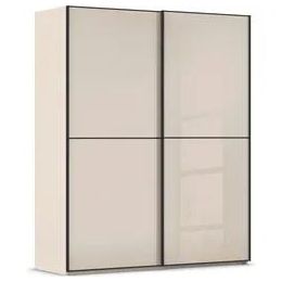 Schwebet&uuml;renschrank Rauch "Kleiderschrank Schrank Garderobe Schlafzimmerschrank SCALE-DUO", beige (champagner, glas champagner, griffleisten schwarz), B:181cm H:223cm T:68cm, Holzwerkstoff, Schr&auml;nke, Schwebet&uuml;renschrank, edle zweigeteilte T&uuml;ren Glas-Front mit 3 Zierleisten MADE IN GERMANY