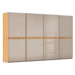 Schwebet&uuml;renschrank Rauch "Kleiderschrank Schrank Garderobe Schlafzimmerschrank SCALE-LINE", braun (asteiche, glas fango), B:360cm H:223cm T:68cm, Holzwerkstoff, Schr&auml;nke, Schwebet&uuml;renschrank, edle Optik mit Bauchbinde in Korpusfarbe mit Glasfront MADE IN GERMANY