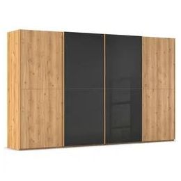 Schwebet&uuml;renschrank Rauch "Kleiderschrank Schrank Garderobe Schlafzimmerschrank SCALE-WOOD", schwarz (asteiche massiv, glas schwarz), B:360cm H:223cm T:68cm, Holz teilmassiv, Schr&auml;nke, Schwebet&uuml;renschrank, edle geteilte Front in massiver Asteiche mit Glast&uuml;ren MADE IN GERMANY
