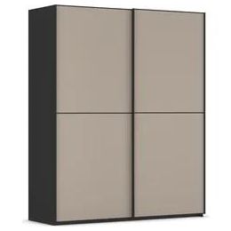Schwebet&uuml;renschrank Rauch "Kleiderschrank Schrank Garderobe Schlafzimmerschrank SCALE-DUO", beige (schwarz, glas fango matt, griffleisten schwarz), B:181cm H:223cm T:68cm, Holzwerkstoff, Schr&auml;nke, Schwebet&uuml;renschrank, edle zweigeteilte T&uuml;ren Glas-Front mit 3 Zierleisten MADE IN GERMANY