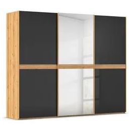 Schwebet&uuml;renschrank Rauch "Kleiderschrank Schrank Garderobe Schlafzimmerschrank SCALE-LINE", schwarz (asteiche, glas schwarz), B:271cm H:223cm T:68cm, Holzwerkstoff, Schr&auml;nke, Schwebet&uuml;renschrank, edle Optik mit Bauchbinde mit Glas/Spiegel-Front MADE IN GERMANY