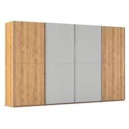 Schwebet&uuml;renschrank Rauch "Kleiderschrank Schrank Garderobe Schlafzimmerschrank SCALE-WOOD", grau (asteiche massiv, glas seidengrau matt), B:360cm H:223cm T:68cm, Holz teilmassiv, Schr&auml;nke, Schwebet&uuml;renschrank, edle geteilte Front in massiver Asteiche mit Glast&uuml;ren MADE IN GERMANY