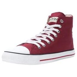 Sneaker Ethletic "White Cap Hi Cut", Damen, Gr. 42, rot (true blood, just wei&szlig;), Obermaterial: 100% Baumwolle; Futter: 100% Baumwolle; Decksohle: 100% Baumwolle; Sohle: 100% Naturkautschuk, Schuhe Sneakerboots Canvassneaker Sneaker high, Keine Angabe