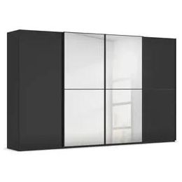 Schwebet&uuml;renschrank Rauch "Kleiderschrank Schrank Garderobe Schlafzimmerschrank SCALE-DUO", schwarz (schwarz, glas schwarz, griffleisten schwarz), B:360cm H:223cm T:68cm, Holzwerkstoff, Schr&auml;nke, Schwebet&uuml;renschrank, edle zweigeteilte T&uuml;ren Spiegel/Glas-Mix 3 Zierleisten MADE IN GERMANY