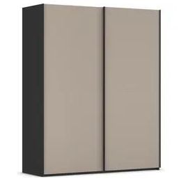 Schwebet&uuml;renschrank Rauch "Kleiderschrank Schrank Garderobe Schlafzimmerschrank SCALE-FYRA", beige (schwarz, glas fango matt, griffleisten schwarz), B:181cm H:223cm T:67cm, Holzwerkstoff, Schr&auml;nke, Schwebet&uuml;renschrank, edle viergeteilte T&uuml;ren mit Glas-Front viele Farben MADE IN GERMANY