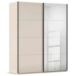 Schwebet&uuml;renschrank Rauch "Kleiderschrank Schrank Garderobe Schlafzimmerschrank SCALE-FYRA", beige (champagner, glas champagner, griffleisten schwarz), B:181cm H:223cm T:67cm, Holzwerkstoff, Schr&auml;nke, Schwebet&uuml;renschrank, edle viergeteilte T&uuml;ren Spiegel/Glas-Mix viele Farben MADE IN GERMANY