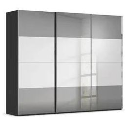 Schwebet&uuml;renschrank Rauch "Kleiderschrank Schrank Garderobe Schlafzimmerschrank SCALE-FYRA", grau (schwarz, grauspiegel, griffleisten chrom), B:271cm H:223cm T:68cm, Holzwerkstoff, Schr&auml;nke, Schwebet&uuml;renschrank, edle T&uuml;ren viergeteilt Front Spiegel-Mix viele Farben MADE IN GERMANY