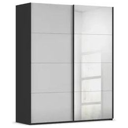 Schwebet&uuml;renschrank Rauch "Kleiderschrank Schrank Garderobe Schlafzimmerschrank SCALE-FYRA", grau (schwarz, glas seidengrau, griffleisten schwarz), B:181cm H:223cm T:67cm, Holzwerkstoff, Schr&auml;nke, Schwebet&uuml;renschrank, edle viergeteilte T&uuml;ren Spiegel/Glas-Mix viele Farben MADE IN GERMANY