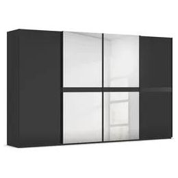Schwebet&uuml;renschrank Rauch "Kleiderschrank Schrank Garderobe Schlafzimmerschrank SCALE-LINE", schwarz (schwarz, glas schwarz), B:360cm H:223cm T:68cm, Holzwerkstoff, Schr&auml;nke, Schwebet&uuml;renschrank, edle Optik mit Bauchbinde mit Glas/Spiegel-Front MADE IN GERMANY