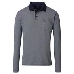 Langarm-Poloshirt Casamoda "Casamoda Polo-Shirt Langarm gestreift", Herren, Gr. 3XL, grau, 60% Baumwolle, 40% Polyester, Shirts