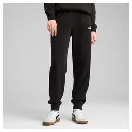 Trainingshose Puma "ESS SMALL NO. 1 LOGO COMFORT HIGH-WAIST SWEATPANTS TR CL", Damen, Gr. L, N-Gr, schwarz (Puma schwarz), Sweatware, Obermaterial: 68% Baumwolle, 32% Polyester, unifarben, comfort fit normal, Hosen Trainingshose, aus French Terry, mit Eingrifftasche, sportliche Silhouette
