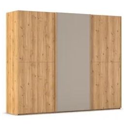 Schwebet&uuml;renschrank Rauch "Kleiderschrank Schrank Garderobe Schlafzimmerschrank SCALE-WOOD", braun (asteiche massiv, glas fango matt), B:271cm H:223cm T:68cm, Holz teilmassiv, Schr&auml;nke, Schwebet&uuml;renschrank, edle geteilte Front in massiver Asteiche mit Glast&uuml;ren MADE IN GERMANY