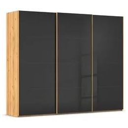 Schwebet&uuml;renschrank Rauch "Kleiderschrank Schrank Garderobe Schlafzimmerschrank SCALE-FYRA", schwarz (asteiche, glas schwarz, griffleisten asteiche), B:271cm H:223cm T:68cm, Holzwerkstoff, Schr&auml;nke, Schwebet&uuml;renschrank, edle viergeteilte T&uuml;ren mit Glas-Front viele Farben MADE IN GERMANY
