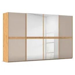 Schwebet&uuml;renschrank Rauch "Kleiderschrank Schrank Garderobe Schlafzimmerschrank SCALE-LINE", braun (asteiche, glas fango), B:360cm H:223cm T:68cm, Holzwerkstoff, Schr&auml;nke, Schwebet&uuml;renschrank, edle Optik mit Bauchbinde mit Glas/Spiegel-Front MADE IN GERMANY