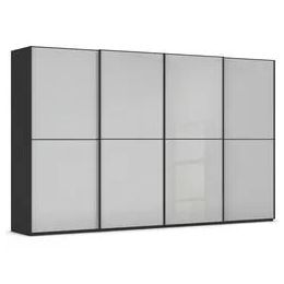 Schwebet&uuml;renschrank Rauch "Kleiderschrank Schrank Garderobe Schlafzimmerschrank SCALE-DUO", grau (schwarz, glas seidengrau, griffleisten schwarz), B:360cm H:223cm T:68cm, Holzwerkstoff, Schr&auml;nke, Schwebet&uuml;renschrank, edle zweigeteilte T&uuml;ren Glas-Front mit 3 Zierleisten MADE IN GERMANY