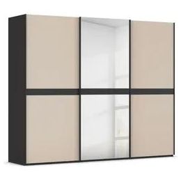 Schwebet&uuml;renschrank Rauch "Kleiderschrank Schrank Garderobe Schlafzimmerschrank SCALE-LINE", beige (schwarz, glas champagner matt), B:271cm H:223cm T:68cm, Holzwerkstoff, Schr&auml;nke, Schwebet&uuml;renschrank, edle Optik mit Bauchbinde mit Glas/Spiegel-Front MADE IN GERMANY