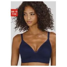Push-up-BH Lascana "COMFY BRA", Damen, Gr. 85, Cup A, blau (marine), Piqu&eacute;, Obermaterial: 50% Baumwolle, 33% Polyamid, 14% Polyester, 3% Elasthan, Basic, BHs Push-up-BH, ohne B&uuml;gel aus Baumwolle, Basic Dessous