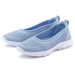Sneaker Ballerinas Lascana "Halbschuh, Slip-On-Sneaker", Damen, Gr. 43, blau (hellblau), Obermaterial: 100% Textilmaterial. Decksohle: 100% Textilmaterial. Futter: 100% Textilmaterial. Laufsohle: 100% Synthetik, unifarben, Schuhe Ballerina, zum Reinschl&uuml;pfen VEGAN, Topseller