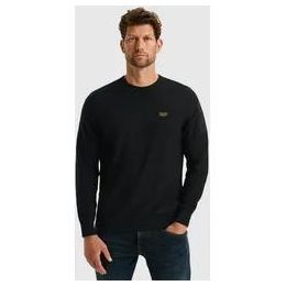 PME-Legend Rundhalspullover PME LEGEND "American classic Buckley knit", Herren, Gr. XXL, schwarz, Strick, Obermaterial: 100% Baumwolle, unifarben, regular fit normal, Rundhals, Rippb&uuml;ndchen, Pullover Rundhalspullover, mit Logo Stickerei