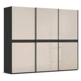 Schwebet&uuml;renschrank Rauch "Kleiderschrank Schrank Garderobe Schlafzimmerschrank SCALE-LINE", beige (schwarz, glas champagner), B:271cm H:223cm T:68cm, Holzwerkstoff, Schr&auml;nke, Schwebet&uuml;renschrank, edle Optik mit Bauchbinde in Korpusfarbe mit Glasfront MADE IN GERMANY