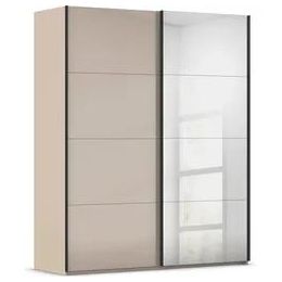 Schwebet&uuml;renschrank Rauch "Kleiderschrank Schrank Garderobe Schlafzimmerschrank SCALE-FYRA", beige (fango, glas fango, griffleisten schwarz), B:181cm H:223cm T:67cm, Holzwerkstoff, Schr&auml;nke, Schwebet&uuml;renschrank, edle viergeteilte T&uuml;ren Spiegel/Glas-Mix viele Farben MADE IN GERMANY