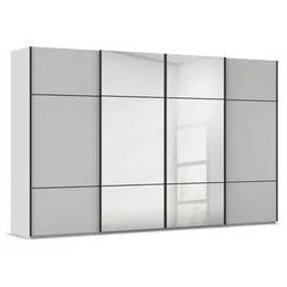 Schwebet&uuml;renschrank Rauch "Kleiderschrank Schrank Garderobe Schlafzimmerschrank SCALE-TRIO", grau (seidengrau, griffleisten schwarz), B:360cm H:223cm T:68cm, Holzwerkstoff, Schr&auml;nke, Schwebet&uuml;renschrank, edle dreigeteilte Front mit 2 Zierleisten und Spiegel MADE IN GERMANY