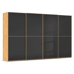 Schwebet&uuml;renschrank Rauch "Kleiderschrank Schrank Garderobe Schlafzimmerschrank SCALE-DUO", schwarz (asteiche, glas schwarz, griffleisten asteiche), B:360cm H:223cm T:68cm, Holzwerkstoff, Schr&auml;nke, Schwebet&uuml;renschrank, edle zweigeteilte T&uuml;ren Glas-Front mit 3 Zierleisten MADE IN GERMANY