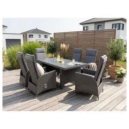 Garten-Essgruppe Konifera "&raquo;Newcastle&laquo;", grau (dunkelgrau, dunkelgrau,), B:60cm, Aluminium, Sitzm&ouml;bel-Sets, Aluminium/Polyrattan