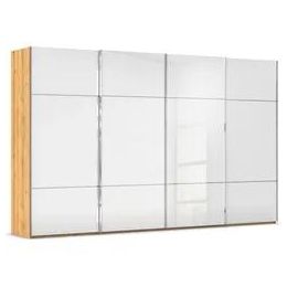 Schwebet&uuml;renschrank Rauch "Kleiderschrank Schrank Garderobe Schlafzimmerschrank SCALE-TRIO", wei&szlig; (asteiche, glas kristallwei&szlig;, griffleisten chrom), B:360cm H:223cm T:68cm, Holzwerkstoff, Schr&auml;nke, Schwebet&uuml;renschrank, edle dreigeteilte Front mit 2 Zierleisten Glasfront MADE IN GERMANY