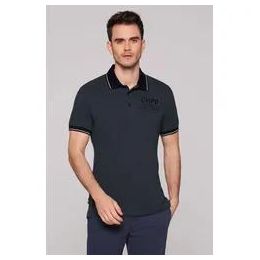 Poloshirt CMPD, Herren, Gr. S, blau (blau navy melange), Piqu&eacute;, Material: 100% Baumwolle, bestickt, figurbetont normal, hoch geschlossener Ausschnitt, eingesetzt B&uuml;ndchen, Shirts, mit Seitenschlitze und l&auml;ngerer R&uuml;ckenpartie