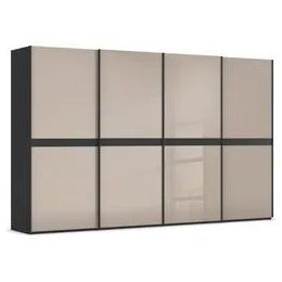Schwebet&uuml;renschrank Rauch "Kleiderschrank Schrank Garderobe Schlafzimmerschrank SCALE-LINE", beige (schwarz, glas fango), B:360cm H:223cm T:68cm, Holzwerkstoff, Schr&auml;nke, Schwebet&uuml;renschrank, edle Optik mit Bauchbinde in Korpusfarbe mit Glasfront MADE IN GERMANY