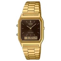 Chronograph Casio VINTAGE, gold (goldfarben, braun), Armbanduhren, Damen, Chronograph, Quarzuhr, Armbanduhr, Damenuhr, Herrenuhr, Edelstahlband,Digitaluhr