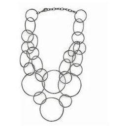 Collierkettchen Steuer "Collier aus Ringen rhodiumfarben", silber (silbergrau), Halsketten, Damen, 54cm, Metall, L: 54, gl&auml;nzend