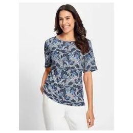 Print-Shirt Inspirationen "Shirt", Damen, Gr. 40, blau (hellblau, marine, bedruckt), 95% Viskose, 5% Elasthan, bedruckt, gebl&uuml;mt, gemustert, mehrfarbig, U-Boot-Ausschnitt, Shirts