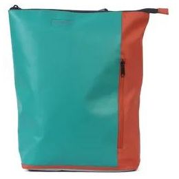 Laptoprucksack 7CLOUDS "Shawi 7.1", Gr. B/H/T: 27cm x 38cm x 14cm, onesize, orange (gr&uuml;n, orange), Polyethylen, Tarpaulin, Rucks&auml;cke Laptoprucksack, mit recyceltem PET