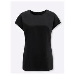 Kurzarmbluse Classic Basics, Damen, Gr. 46, schwarz, 100% Polyester, unifarben, Rundhals, Blusen