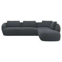 Ecksofa FLEXLUX "Torino, rund, L-Form, Sofa-Ecke mit Ottomane", grau (anthrazit), B:296cm H:85cm T:237cm, Sofas, Ecksofa, Modernes, organisches Sofa-Design, Kaltschaum, Wellenunterfederung