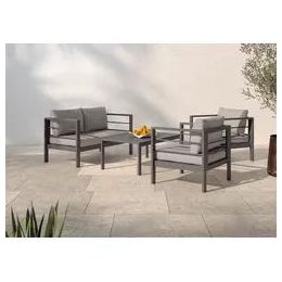 Gartenlounge-Set Konifera "&raquo;New Jersey&laquo;", schwarz (schwarz, dunkelgrau,), Aluminium, Sitzm&ouml;bel-Sets, Tischplatte aus Nonwood