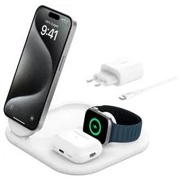 Belkin Wireless Charger "BoostCharge 3-in-1 15 W magnetisch, einklappbar", wei&szlig;, B:35,99cm H:18,49cm T:19,99cm, Ladeger&auml;te, iPhone 17/Air, Pixelsnap, Apple Watch, AirPods
