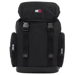 Tommy Hilfiger Freizeitrucksack TOMMY JEANS "TJM DAILY ELEVATED FLAP BACKPACK", Damen, Gr. B/H/T: 40cm x 30cm x 19cm, schwarz, Textil, Rucks&auml;cke Freizeitrucksack, Men Travelbag, Outdoor-Rucksack, Reiserucksack mit Klickverschluss