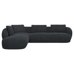 Ecksofa FLEXLUX "Torino, rund, L-Form, Sofa-Ecke mit Ottomane", grau (anthrazit grau), B:296cm H:85cm T:237cm, Sofas, Ecksofa, Modernes, organisches Sofa-Design, Kaltschaum, Wellenunterfederung