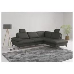 Sit & More Ecksofa SIT & MORE "Morris L-Form, inkl. Sitztiefenverstellung", grau (anthrazit), B:262cm H:82cm T:212cm, Sofas, Ecksofa, wahlweise mit Armteilverstellung, Schlaffunktion & Bettkasten