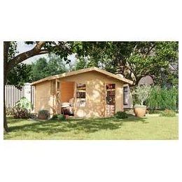 Woodfeeling Gartenhaus KARIBU "Lagor 1", beige (naturbelassen), ohne Fu&szlig;boden, ohne Dacheindeckung, Holzwerkstoff, Gartenh&auml;user, Gartenhaus, 38mm, 2 Raumhaus, aus hochwertiger nordischer Fichte