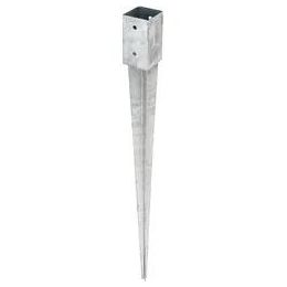 GAH Alberts Einschlag-Bodenh&uuml;lse ALBERTS "71x71 mm", silber (silberfarben), B:7,1cm, Stahl, Bodenanker, f&uuml;r Vierkantholzpfosten, mit verstellbarem Topf, Gesamtl&auml;nge 900 mm