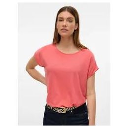 V&eacute;ro Moda Rundhalsshirt VERO MODA "VMAVA PLAIN SS TOP GAJRS NOOS", Damen, Gr. XL, rosa (dubarry), Jersey, Obermaterial: 95% Lyocell, 5% Elasthan, unifarben, regular fit normal, Rundhals, Shirts Rundhalsshirt, Materialmix, regular fit