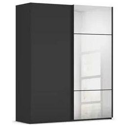 Schwebet&uuml;renschrank Rauch "Kleiderschrank Schrank Garderobe Schlafzimmerschrank SCALE-TRIO", schwarz-wei&szlig; (schwarz, griffleisten schwarz), B:181cm H:223cm T:68cm, Holzwerkstoff, Schr&auml;nke, Schwebet&uuml;renschrank, edle dreigeteilte Front mit 2 Zierleisten und Spiegel MADE IN GERMANY