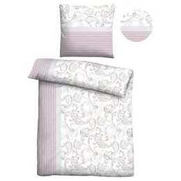 Bettw&auml;sche "0351110", lila (viola), B/L: 135cm x 200cm, 1 Stk., 1 Stk., Biber, B/L: 80cm x 80cm, 2 Stk., Biber, Obermaterial: 60% Baumwolle, 40% Polyester, Castell - MARKENBETTW&Auml;SCHE, Bettw&auml;sche, Bettw&auml;sche, Poly-Cotton, wohlig warm, pflegeleicht, atmungsaktiv, Rei&szlig;verschluss