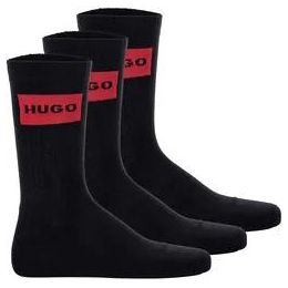 Kurzsocken Hugo "Socken 3P QS RIB LABEL CC 3er Pack", Herren, Gr. 43-46, schwarz, Obermaterial: 76% Baumwolle CO. 21% Polyamid PA. 3% Elasthan EL., Socken