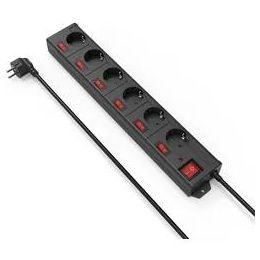 Steckdosenleiste Hama "Mehrfachsteckdose 6-fach Steckerleiste, mit Schalter", schwarz, B:9,5cm H:5,5cm T:54cm, Kunststoff, Steckdosenleisten